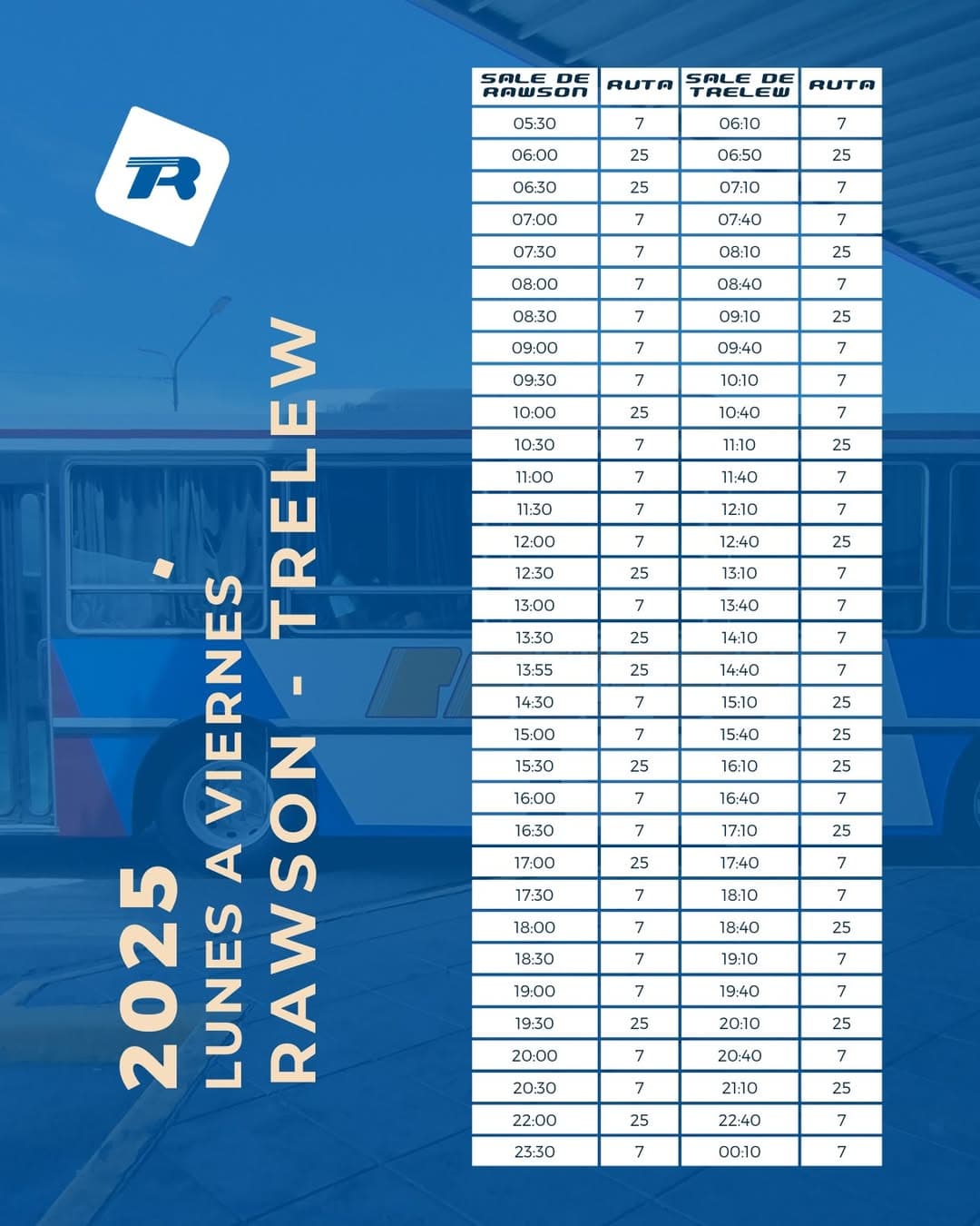 Horarios de Colectivos Rawson, Playa Unión, Trelew HOY 3 de mayo 🚌 ...